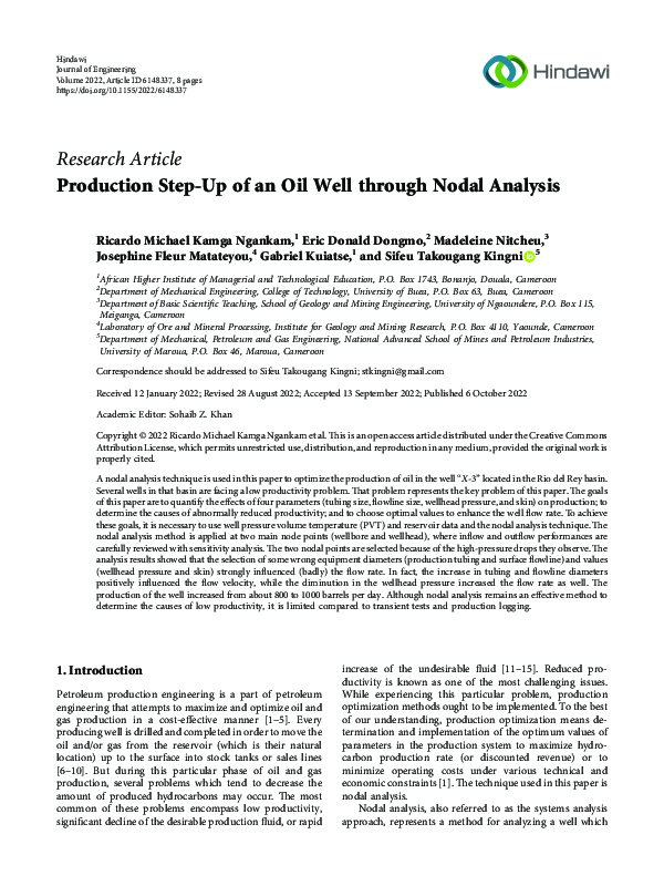 (PDF) Production Step-Up of an Oil Well through Nodal Analysis