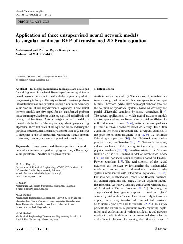 (PDF) Application of three unsupervised neural network models to singular nonlinear BVP of ...