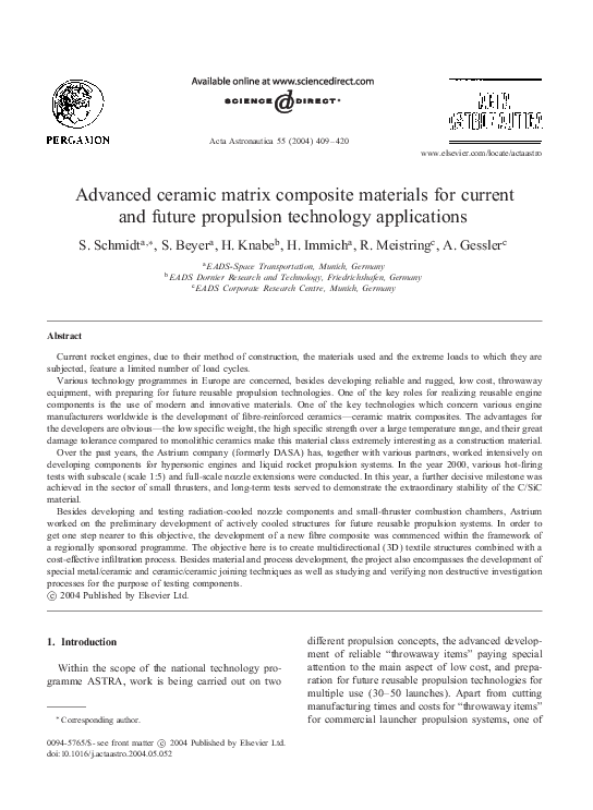 (PDF) Advanced ceramic matrix composite materials for current and ...
