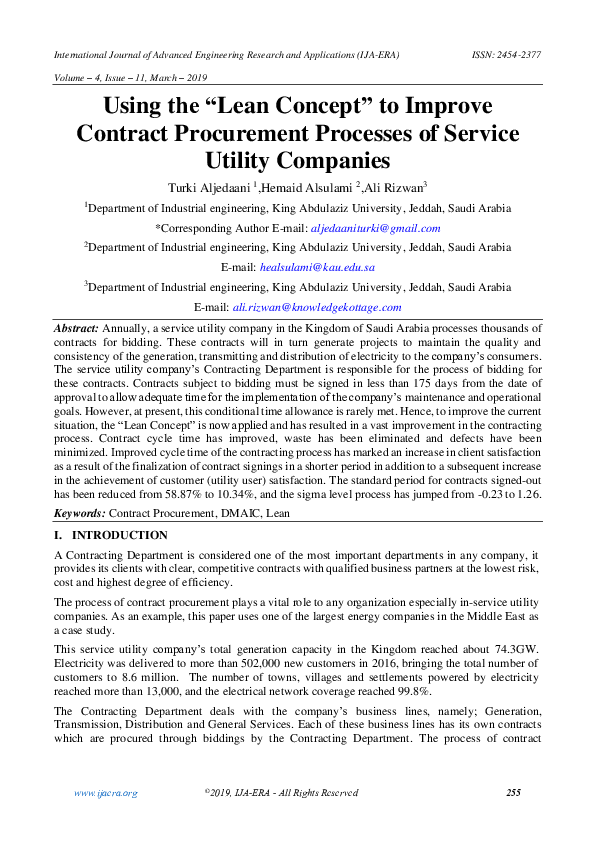 (PDF) Using the “Lean Concept” to Improve Contract Procurement ...