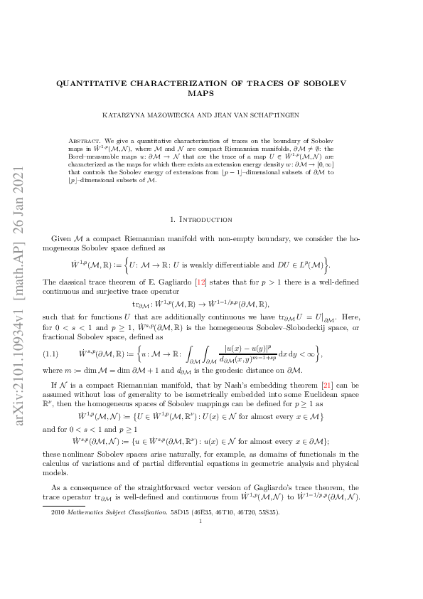 (PDF) Quantitative characterization of traces of Sobolev maps | Jean ... (PDF) Quantitative characterization of traces of Sobolev maps | Jean ...