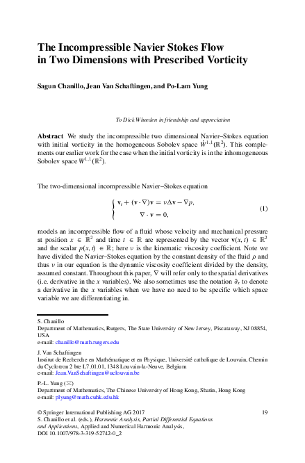 (PDF) The Incompressible Navier Stokes Flow in Two Dimensions with Prescribed Vorticity | Jean ...