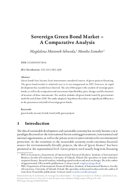 (PDF) Sovereign Green Bond Market – A Comparative Analysis