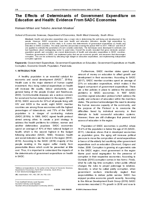 (PDF) The Effects of Determinants of Government Expenditure on ...