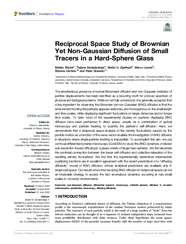 (PDF) Reciprocal Space Study of Brownian Yet Non-Gaussian Diffusion of ...