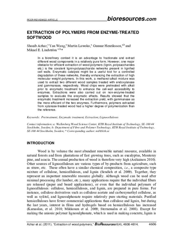 (PDF) Extraction of polymers from enzyme-treated softwood