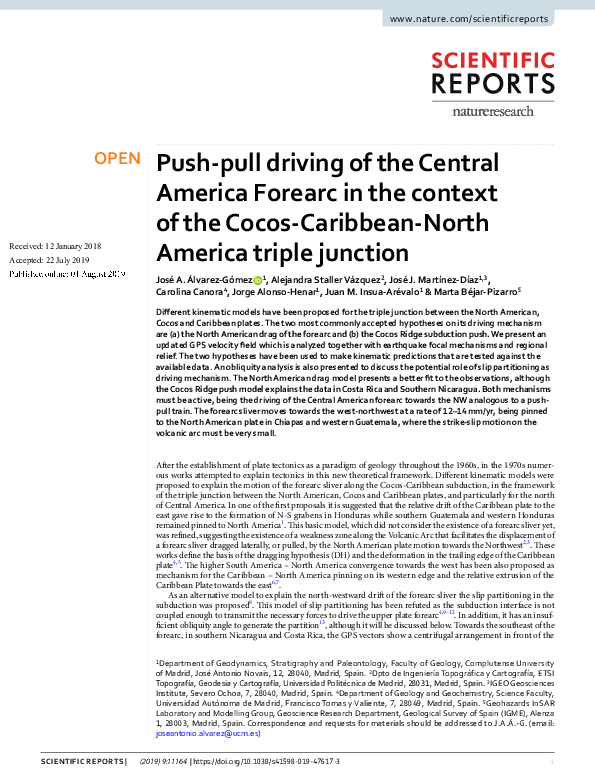 (PDF) Push-pull driving of the Central America Forearc in the context ...