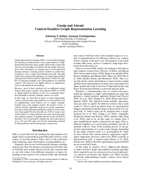 (PDF) Gossip and Attend: Context-Sensitive Graph Representation Learning