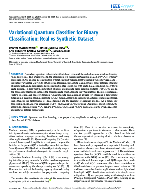 Pdf Variational Quantum Classifier For Binary Classification Real Vs 2656