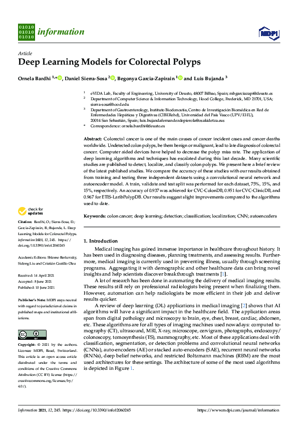 (PDF) Deep Learning Models for Colorectal Polyps