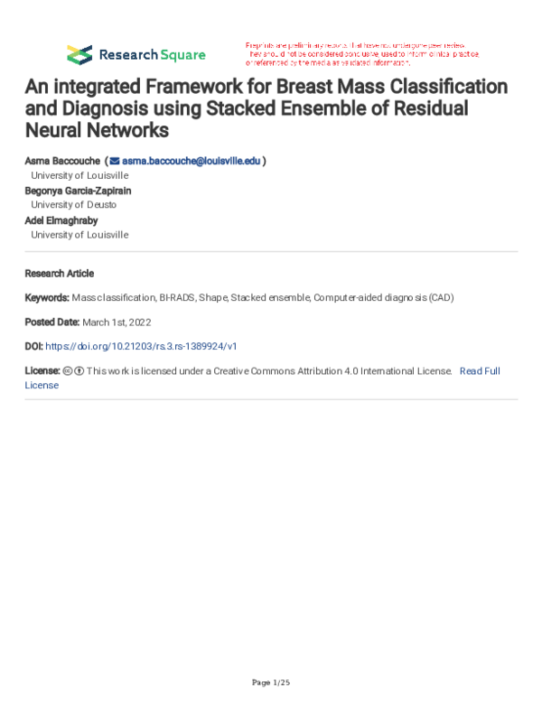 (PDF) An integrated Framework for Breast Mass Classification and Diagnosis using Stacked ...