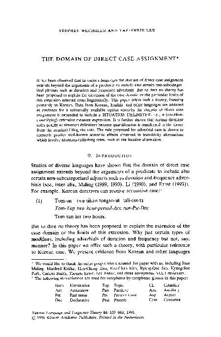 (PDF) The domain of direct case assignment