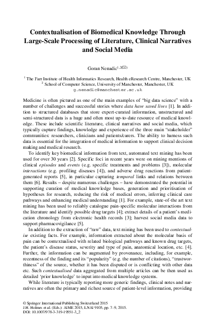 (PDF) Contextualisation of Biomedical Knowledge Through Large-Scale Processing of Literature ...