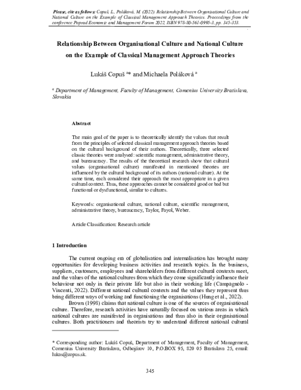 (PDF) Relationship Between Organisational Culture and National Culture ...