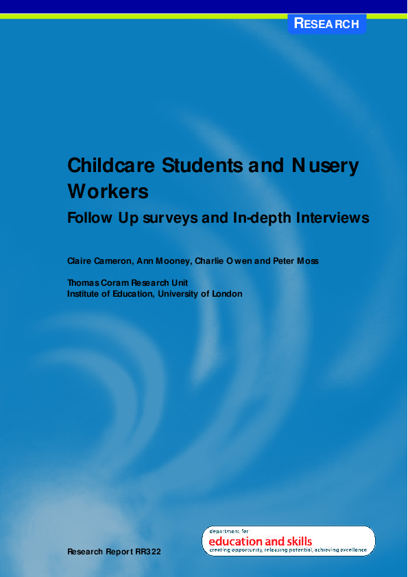 (PDF) Childcare students and nursery workers: follow-up surveys and in ...