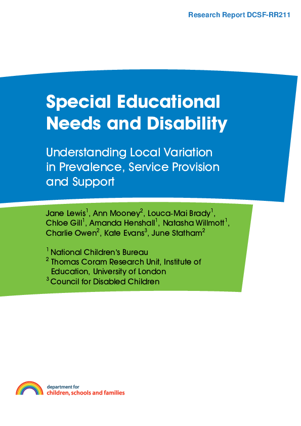 (PDF) Special Educational Needs and Disability: Understanding local ...