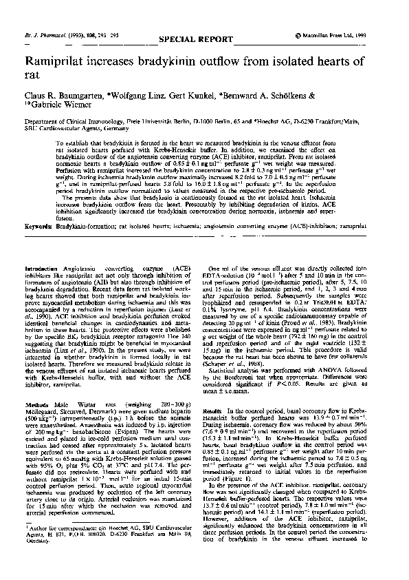 (PDF) Ramiprilat increases bradykinin outflow from isolated hearts of rat