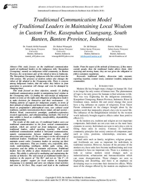 (PDF) Traditional Communication Model of Traditional Leaders in ...