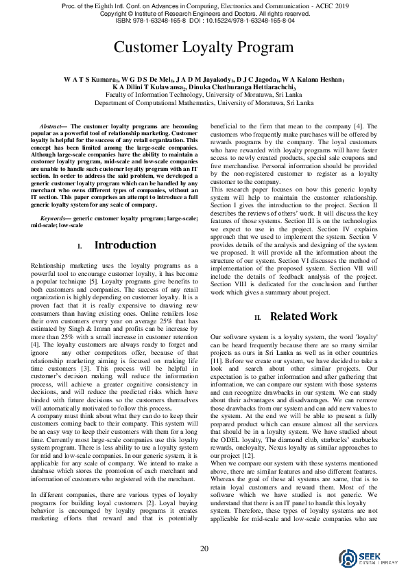 (PDF) Customer Loyalty Program