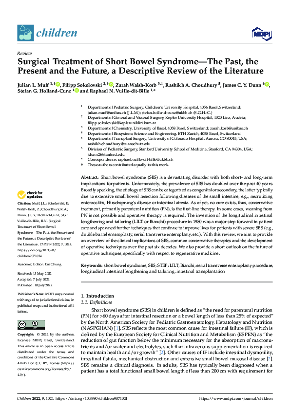 (PDF) Surgical Treatment of Short Bowel Syndrome—The Past, the Present ...