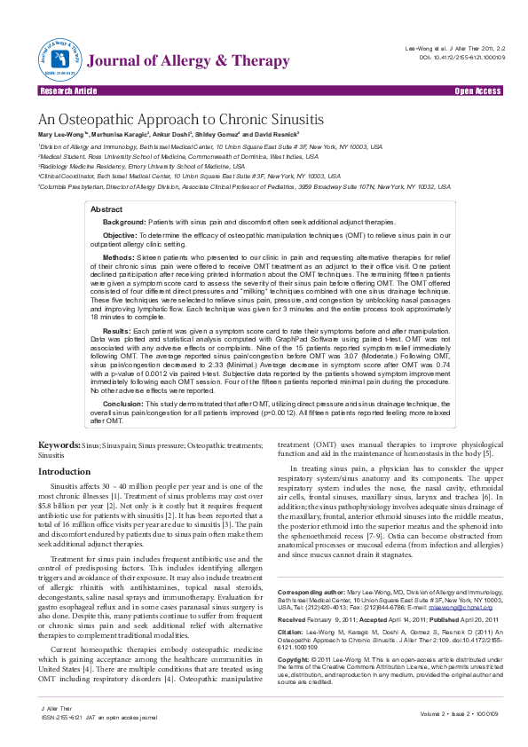(PDF) An Osteopathic Approach to Chronic Sinusitis