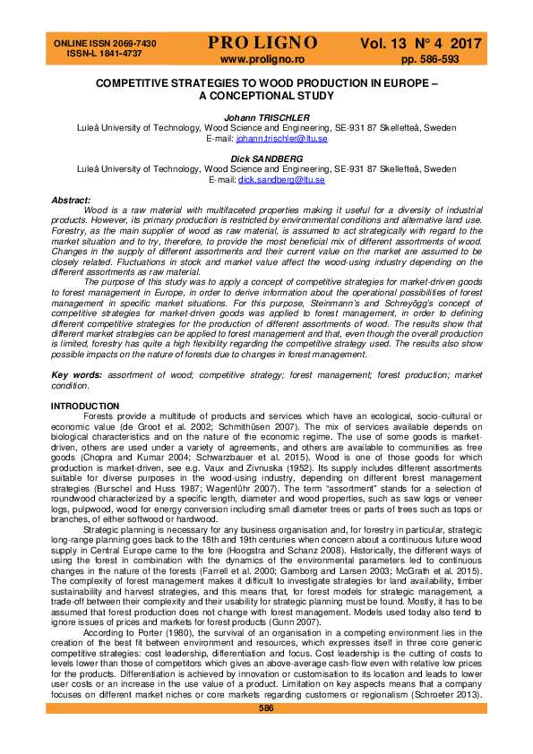 (PDF) Competitive strategies to wood production in Europe : A ...