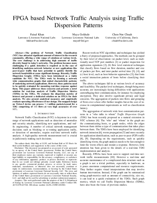 (PDF) FPGA Based Network Traffic Analysis Using Traffic Dispersion Patterns