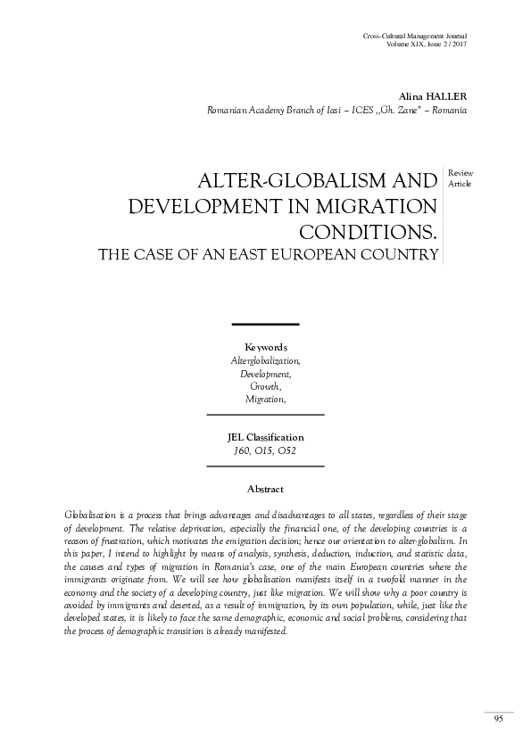 (PDF) Alter-Globalism and Development in Migration Conditions. The Case ...