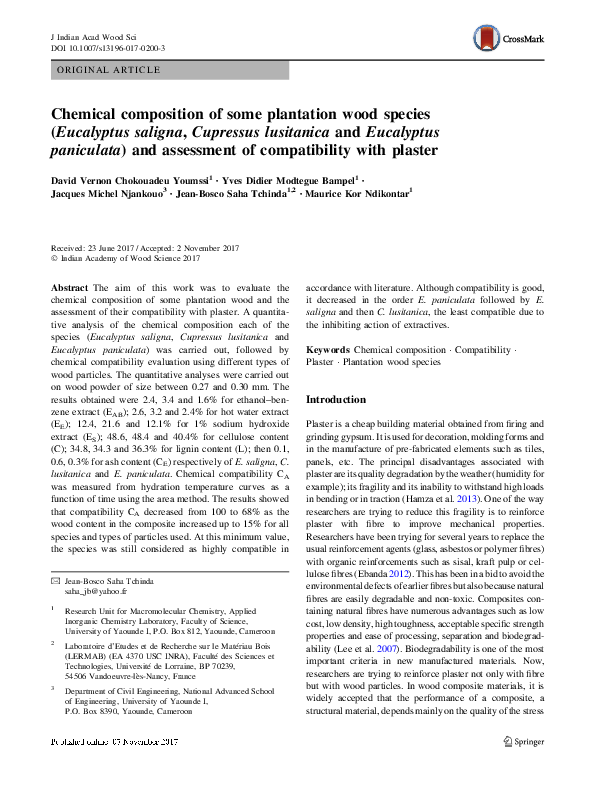 (PDF) Chemical composition of some plantation wood species (Eucalyptus ...