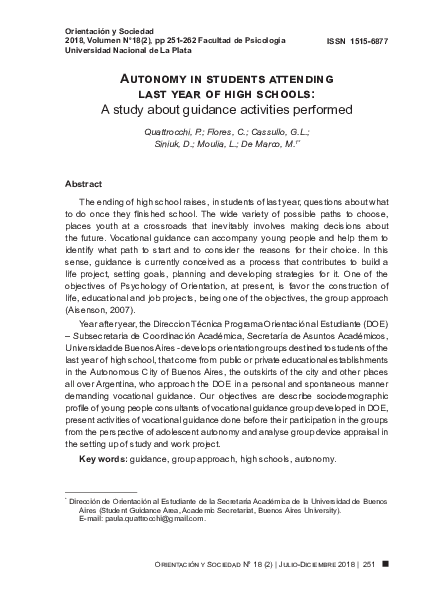 (PDF) Autonomy in students attending last year of high schools: A study ...