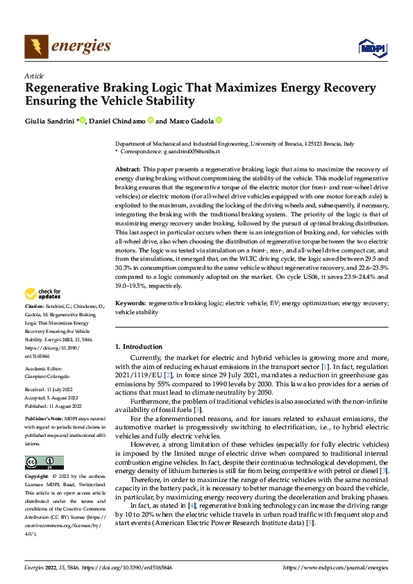 (PDF) Regenerative Braking Logic That Maximizes Energy Recovery ...