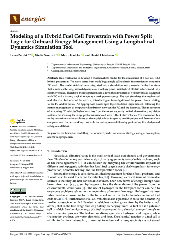 (PDF) Modeling of a Hybrid Fuel Cell Powertrain with Power Split Logic ...
