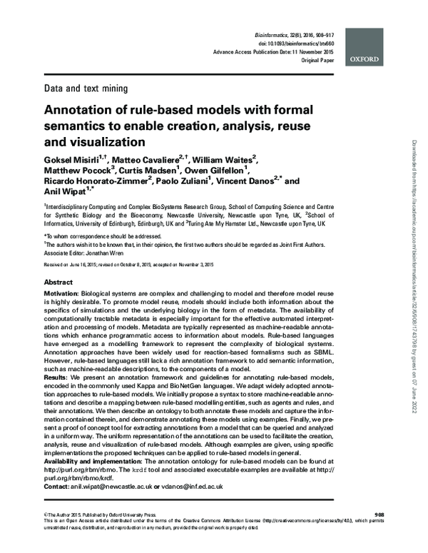 (PDF) Annotation of rule-based models with formal semantics to enable ...