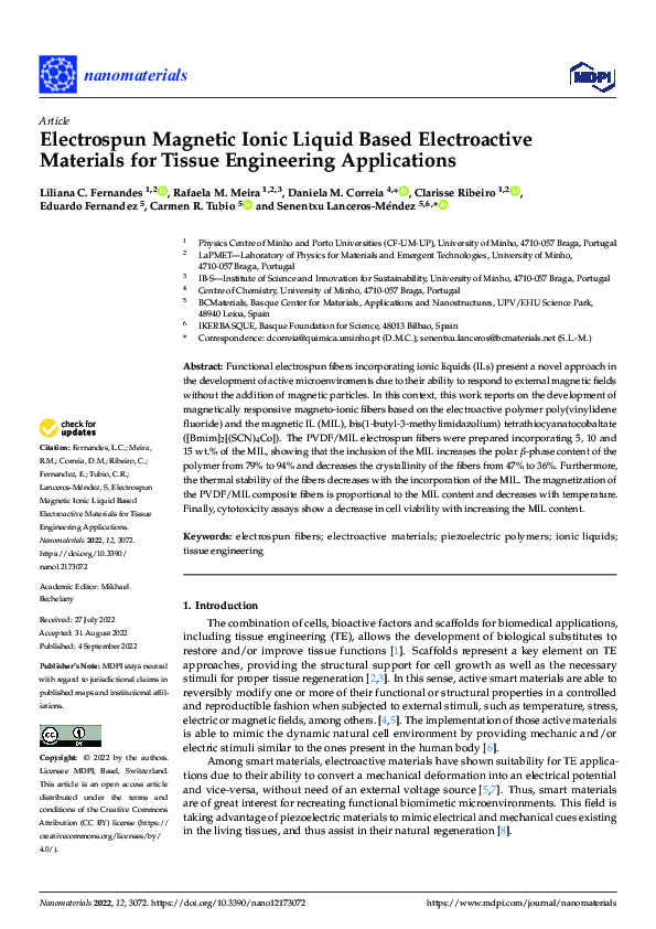 (PDF) Electrospun Magnetic Ionic Liquid Based Electroactive Materials for Tissue Engineering ...