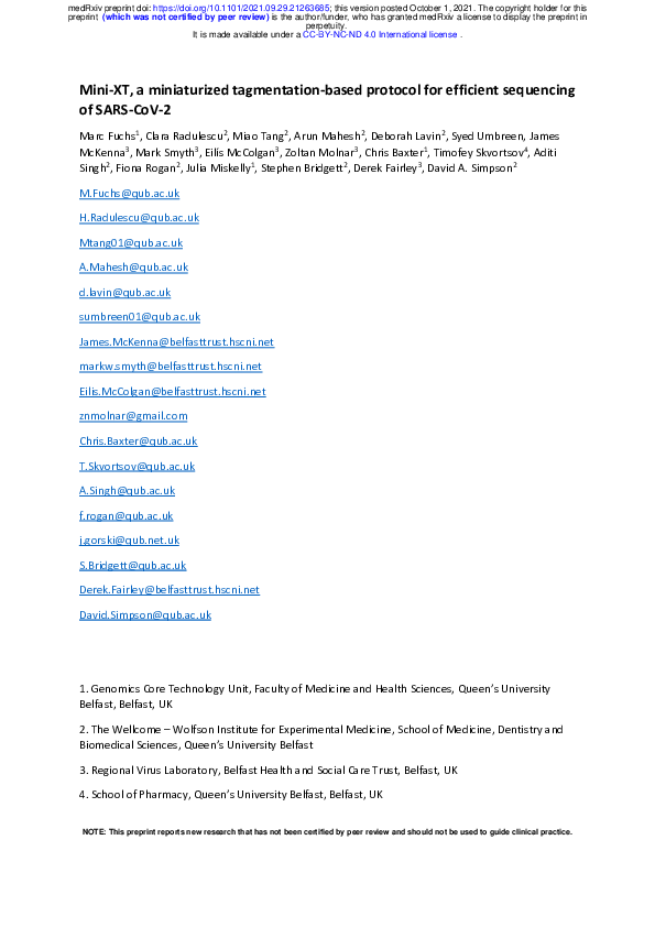 (PDF) Mini-XT, a miniaturized tagmentation-based protocol for efficient ...