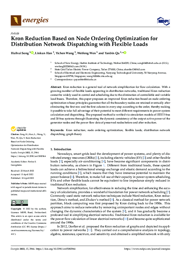 Pdf Kron Reduction Based On Node Ordering Optimization For