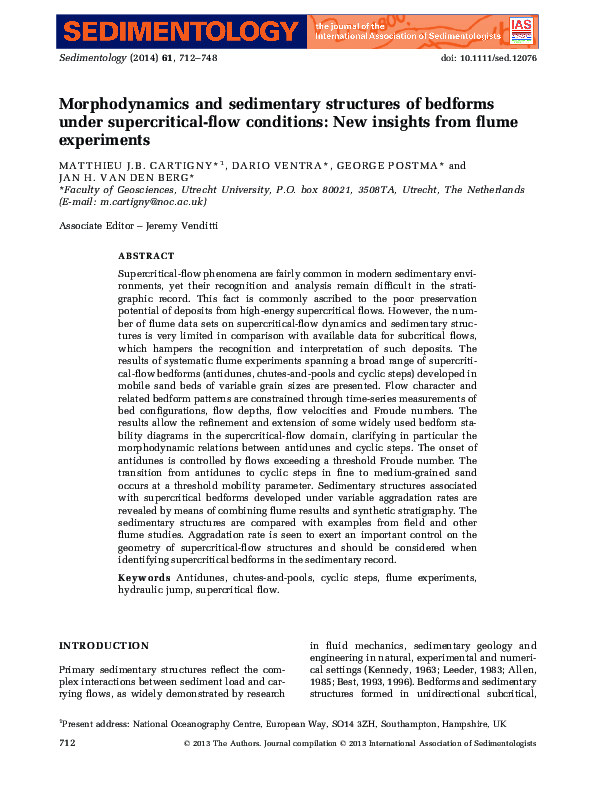 (PDF) Morphodynamics and sedimentary structures of bedforms under ...