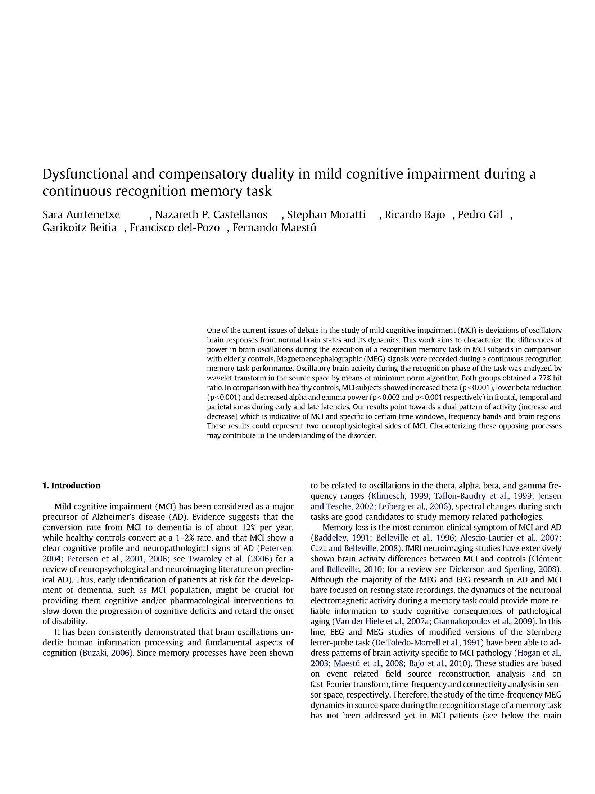 (PDF) Dysfunctional and compensatory duality in mild cognitive impairment during a continuous ...