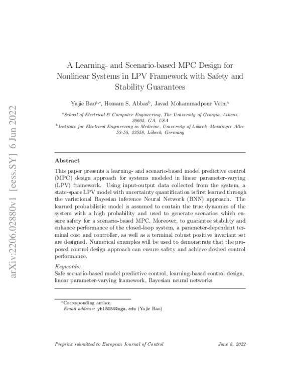 (PDF) Learning-Based MPC for LPV Nonlinear Systems