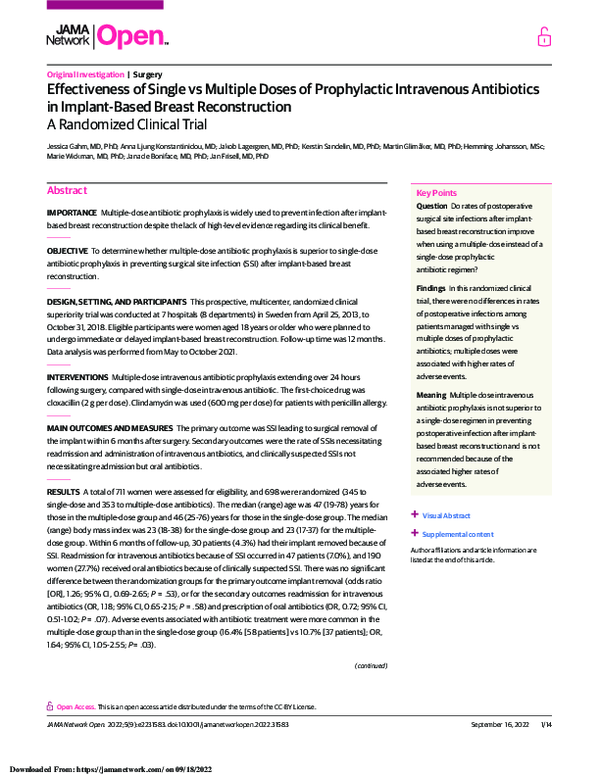 (PDF) Effectiveness of Single vs Multiple Doses of Prophylactic ...