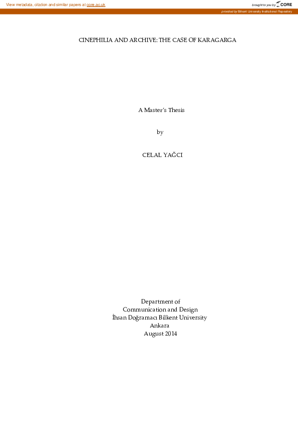(PDF) Cinephilia and archive : the case of KaraGarga