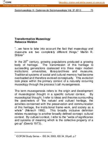 (PDF) Transformative Museology