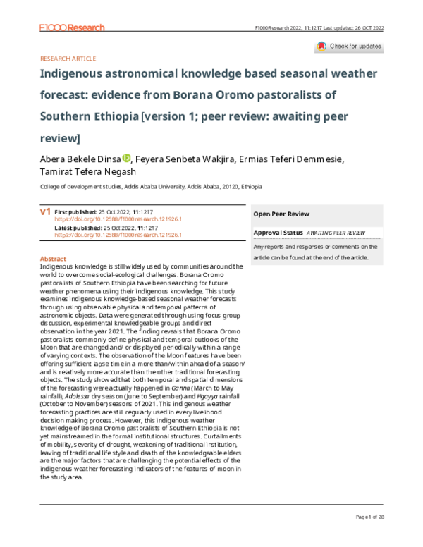 (PDF) Indigenous astronomical knowledge based seasonal weather forecast ...