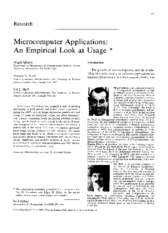 Pdf Microcomputer Applications An Empirical Look At Usage