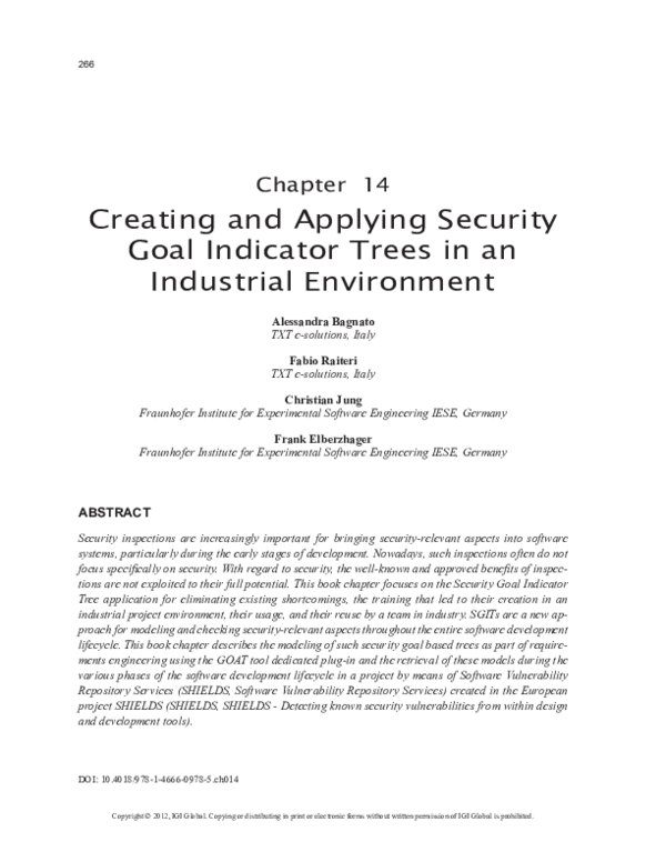 Pdf Creating And Applying Security Goal Indicator Trees In An Industrial Environment