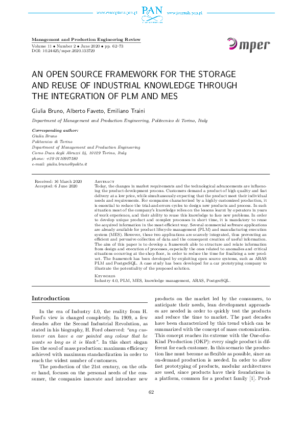 (PDF) An open source framework for the storage and reuse of industrial knowledge through the ...