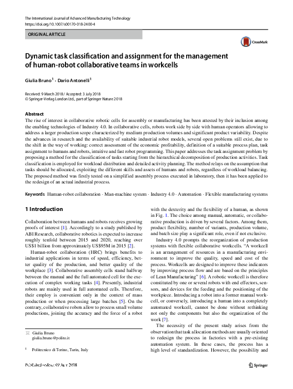 Pdf Dynamic Task Classification And Assignment For The Management Of