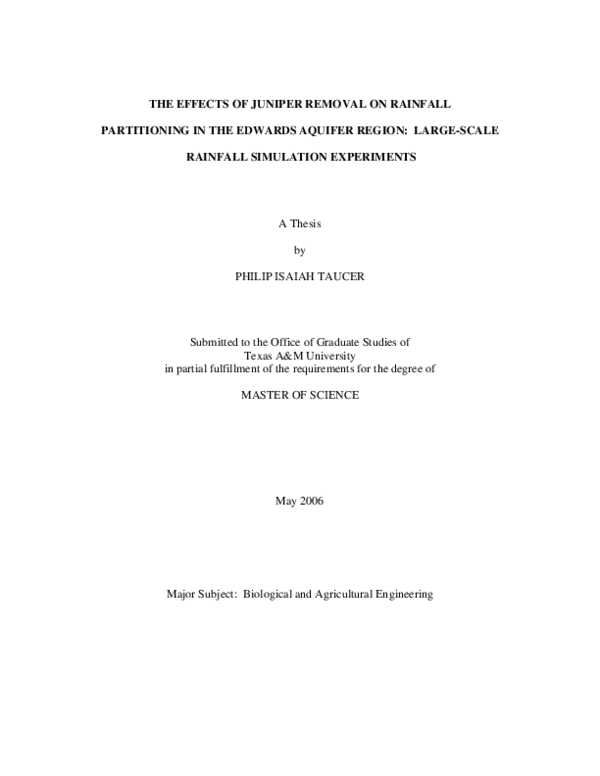 (PDF) The effects of juniper removal on rainfall partitioning in the ...