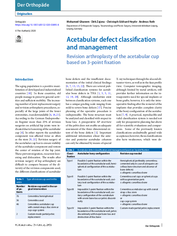 (PDF) Acetabular defect classification and management