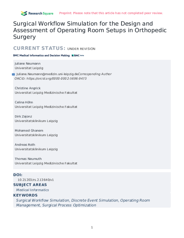 (PDF) Surgical Workflow Simulation for the Design and Assessment of ...